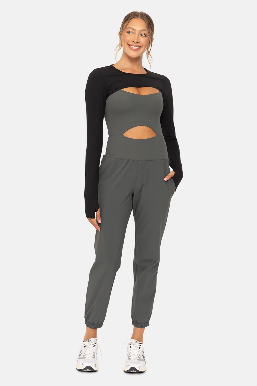 Mono B L/S Mini Shrug w/Thumbholes – Sleek, Stretchy & Perfect for Layering