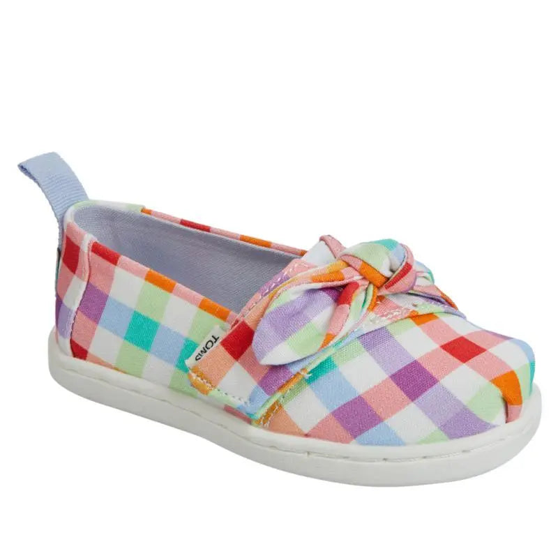 Kids’ TOMS Alpargata Bow (Tiny) – Stylish Plaid Slip-On for Toddlers